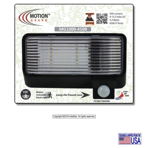MOTION-GUARD, MG1000-450B-RB, Black, RV Motion Sensor Light